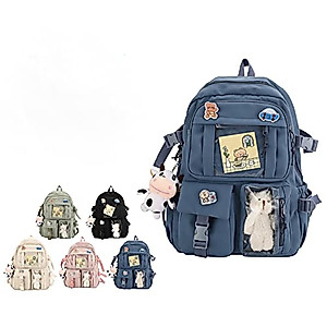 EGEN Kawaii Backpack Back to School Essential Large Capacity Aesthetic Backpack (Blue)