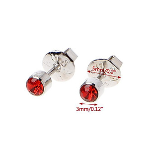 Youngy Fashion Earrings, 12 Pairs Ear Gun Piercing Earrings Copper 3mm CZ Studs Piercing Jewelry - Silver