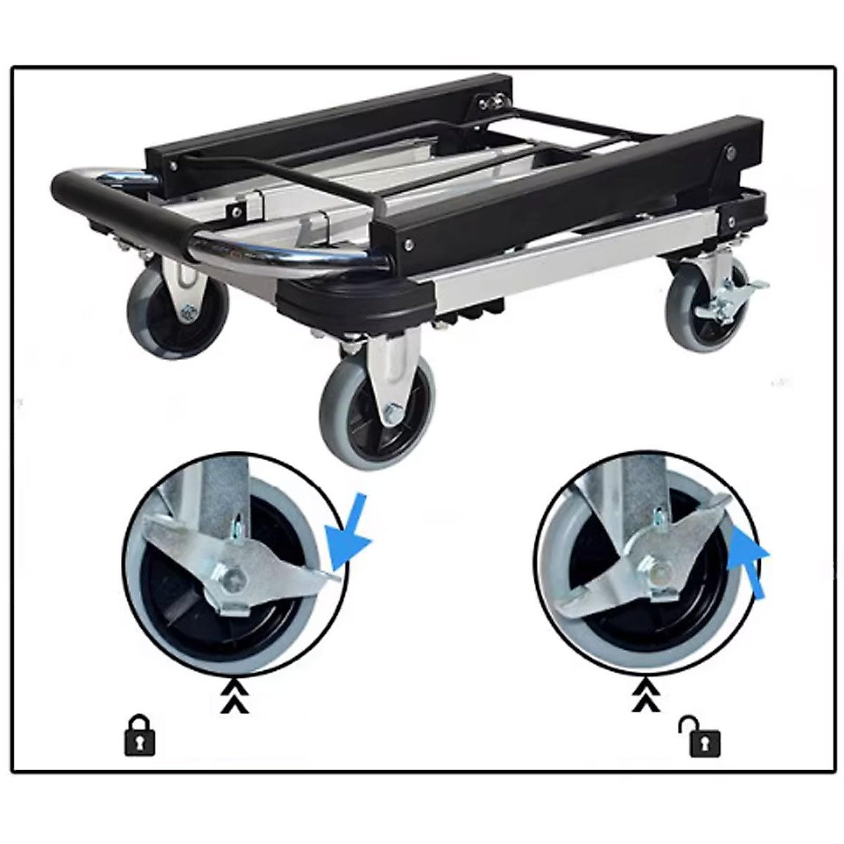 Generic Heavy Duty Flatbed Trolley Foldable Handling Truck Universal Brake Wheel Loading Moving Trolley for Warehouse Use