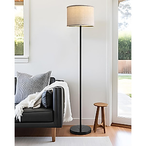 Oneach 61" Farmhouse Industrial Floor Lamp for Living Room Standing Floor Lamp Rustic Floor Lamps for Living Room Bedroom Tall Lamps with Rotary Switch for Bedroom with Natural Linen Lamp Shade