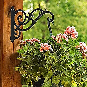 Hanging Planter Brackets 12-Inch 2 Pcs,Outdoor Hanging Brackets Wall Hook Heavy Duty Planter Brackets,Black Iron Planters Hook Indoor/Outdoor Planter Hanger Hooks