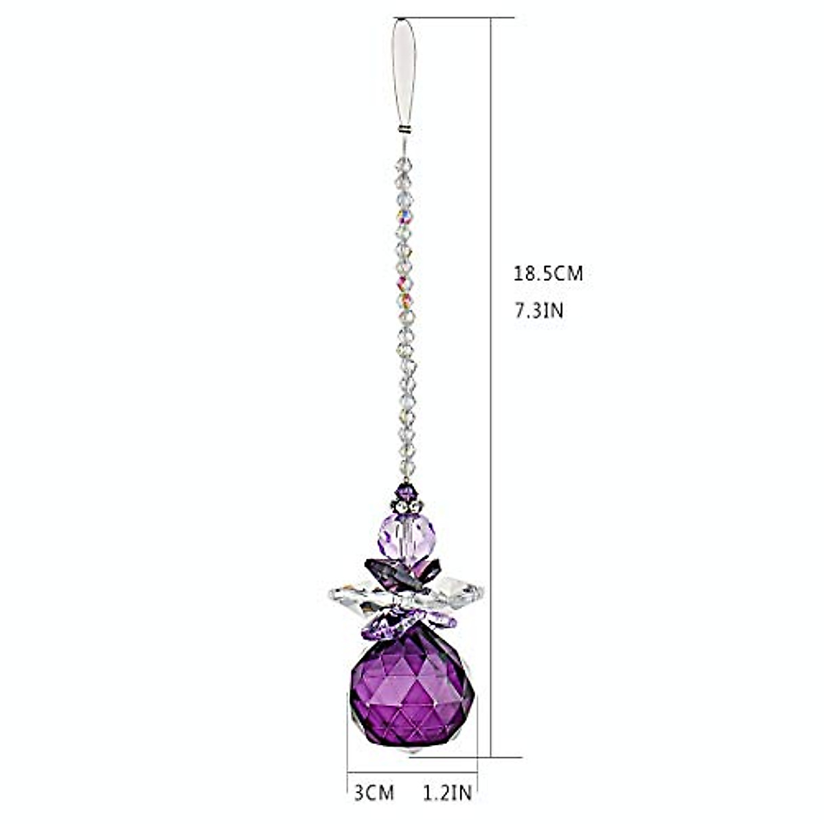 H&D Hanging Crystal Angel Suncatcher Rainbow Maker Guardian Angel Ornament for Home Window Decor (Purple)