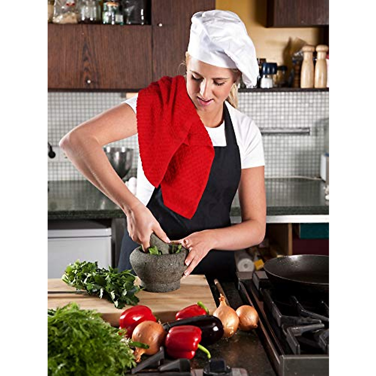 Utopia Towels 12 Pack Kitchen Towels, 15 x 25 Inches Cotton Dish Towels, Tea Towels and Bar Towels (Red)