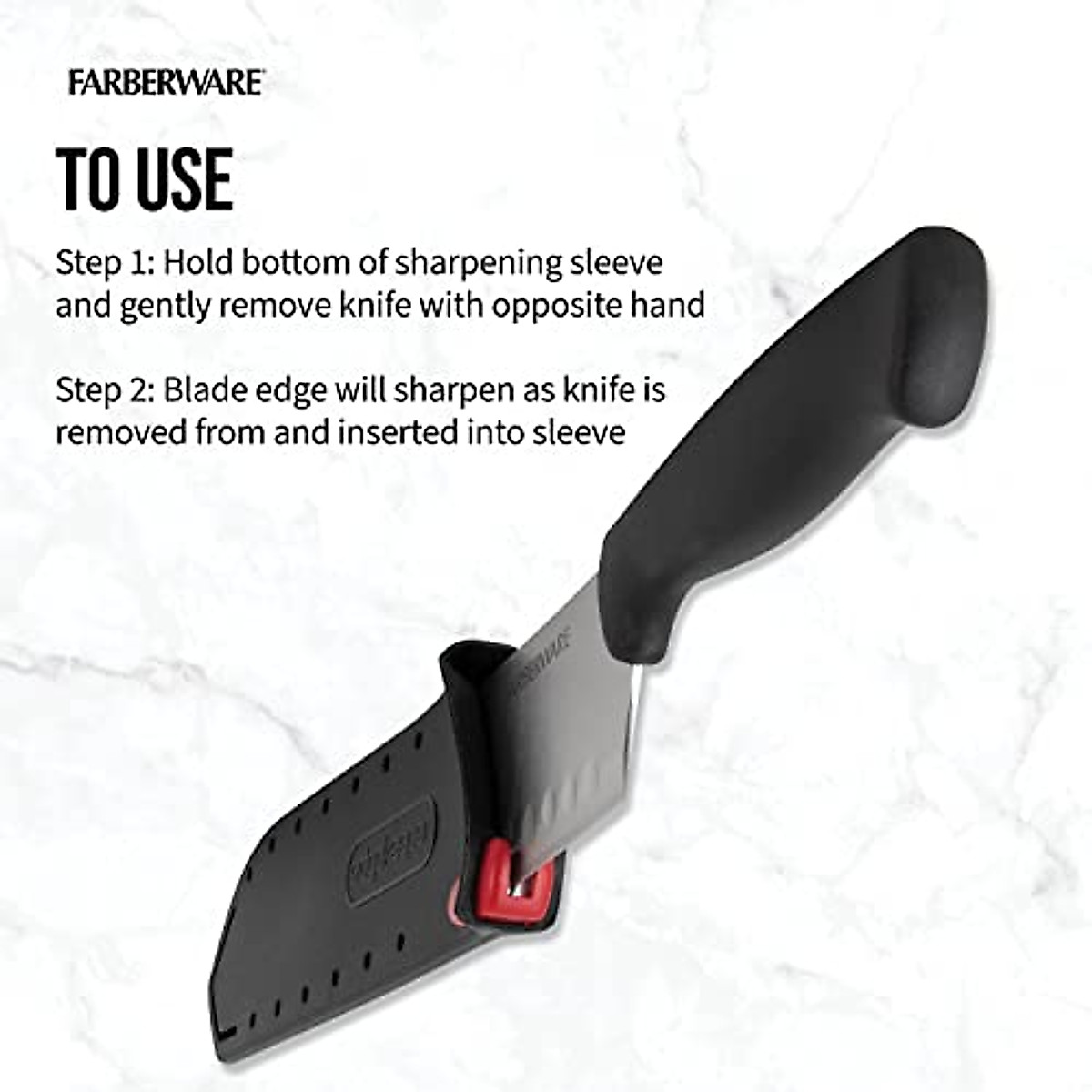 Farberware Edgekeeper 5-Inch Santoku Knife with Self-Sharpening Blade Cover, High Carbon-Stainless Steel Kitchen Knife with Ergonomic Handle, Razor-Sharp Knife, Black
