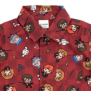 Harry Potter Dumbledore Ron Weasley Hedwig Owl Little Boys Hawaiian Button Down Shirt 7-8