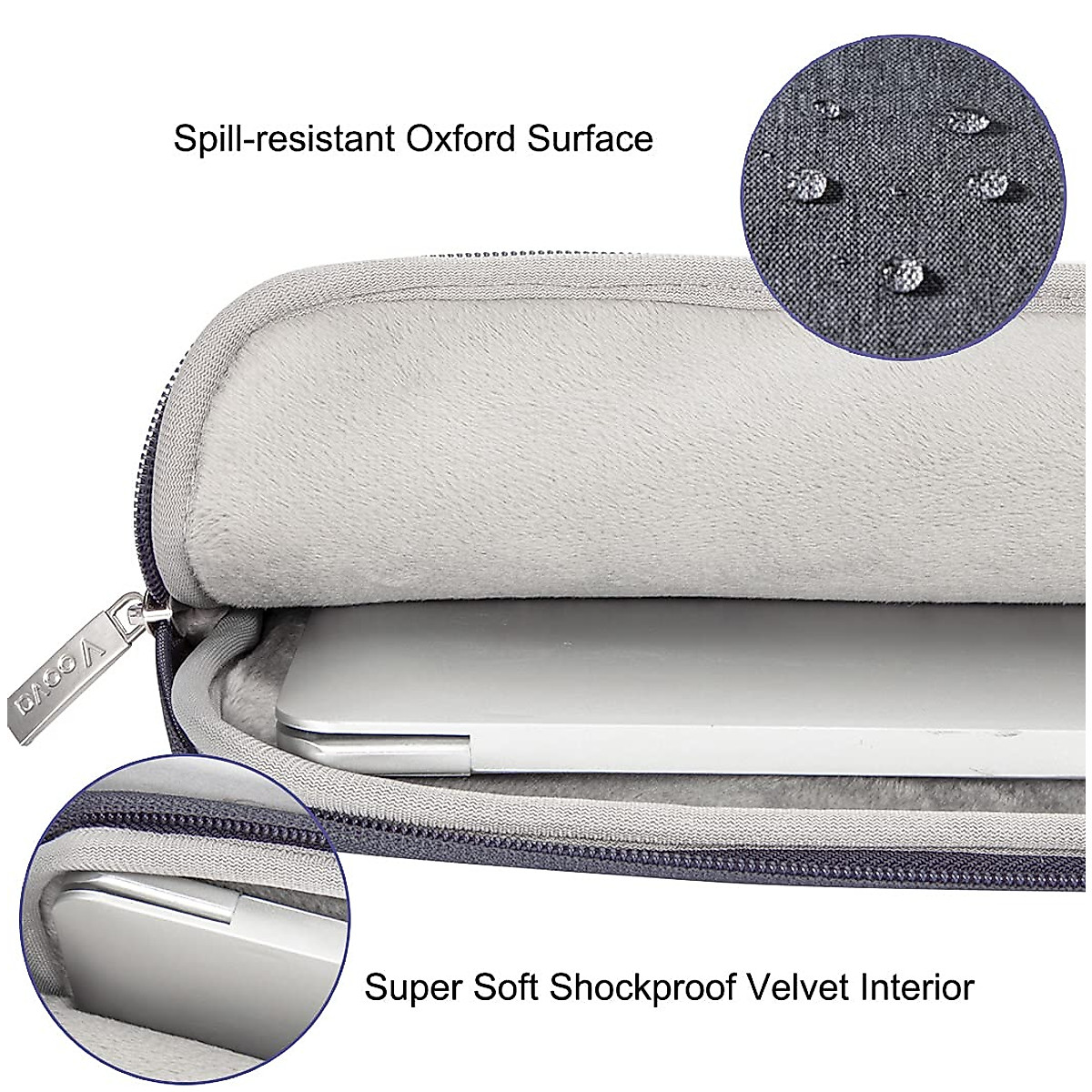 Voova Laptop Sleeve Shoulder Bag 13 13.3 14 Inch, Waterproof Carrying Case Compatible with Macbook Air 13 M1/M2, MacBook Pro 13/14, 13.5 Surface Laptop 3/4, Dell XPS 13, HP Chromebook 14,Grey