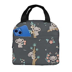 Zoczos Cute Koala Lunch Box Adorable Koalas Birds Climbing Trees Branches Floral Adult Lunch Box for Women Mens