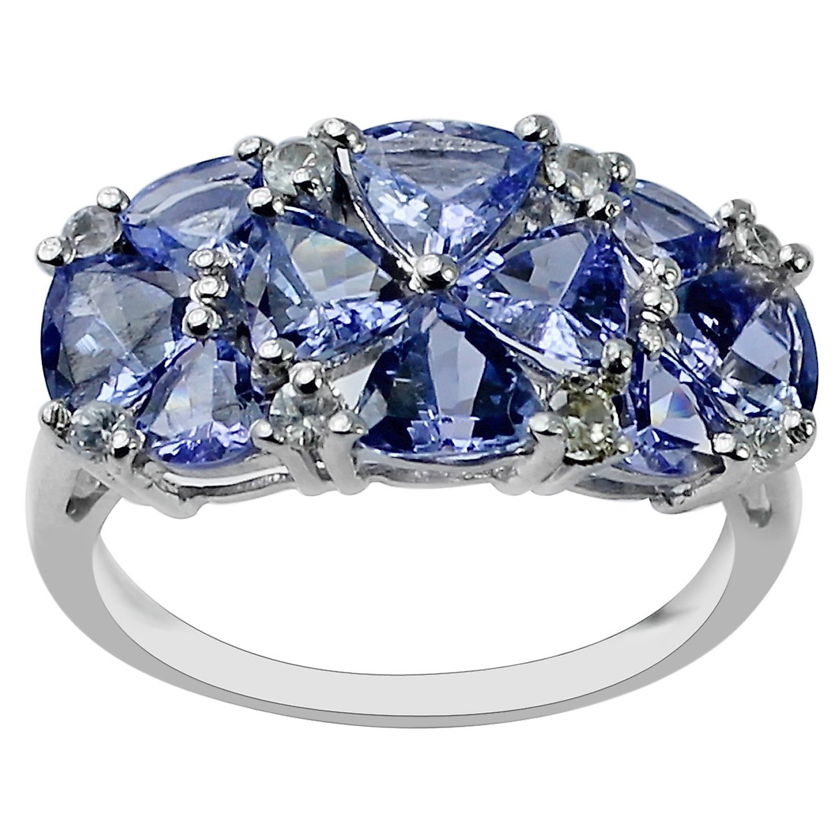 Carillon Tanzanite Trillion Shape Natural Non-Treated Gemstone 925 Sterling Silver Ring Engagement Jewelry for Women & Men