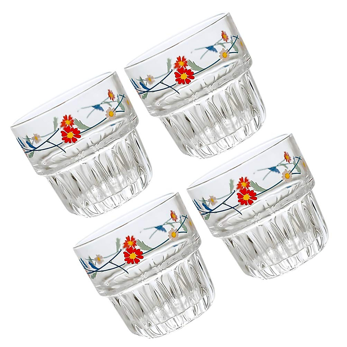 Hemoton 4PCS Romantic Water Glasses Drinking Glasses Tumblers Vintage Glassware for Juice Beverage Beer Cocktail Red
