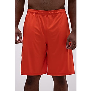 DEVOPS Men's 2-Pack Loose-Fit 10" Workout Gym Shorts with Pockets (Large, Black/Orange)