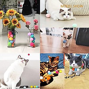 Joseph Jonas Premium Cat Toy, 35pcs Upgrade Cat Pom Pom Balls with a Satchel of Catnip, Lightweight Small Pom Poms Cat Toy Balls, Soft Interactive Kitten Plush Toys for Indoor Cats