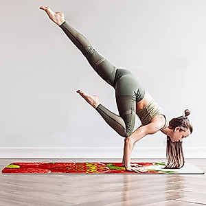 Yoga Mat, Yoga Mats for Home Workout, Workout Mat, Exercise Mats, Pilates Mat, Fruit Strawberry Red pattern