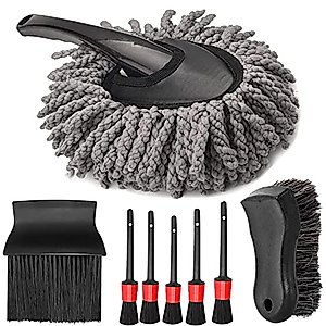 Jerbor Car Duster Interior Kit,Multiple Soft Detailing Brush Set for Car Wheels, Carpet, Leather Seat, AC Vents, Dashboard Cleaning