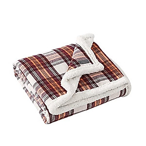 Eddie Bauer - Throw Blanket, Reversible Sherpa Fleece Bedding, Home Decor for All Seasons (Edgewood Red, Throw)