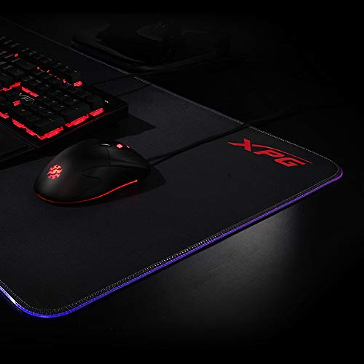 Adata XPG Battleground XL Prime Gaming Two Zone RGB Mouse Mat, 4mm Cordura, Anti-Slip Rubber Base, Micro-B USB Connector, 1.8m Cable, 5V Voltage, Two Year Warranty