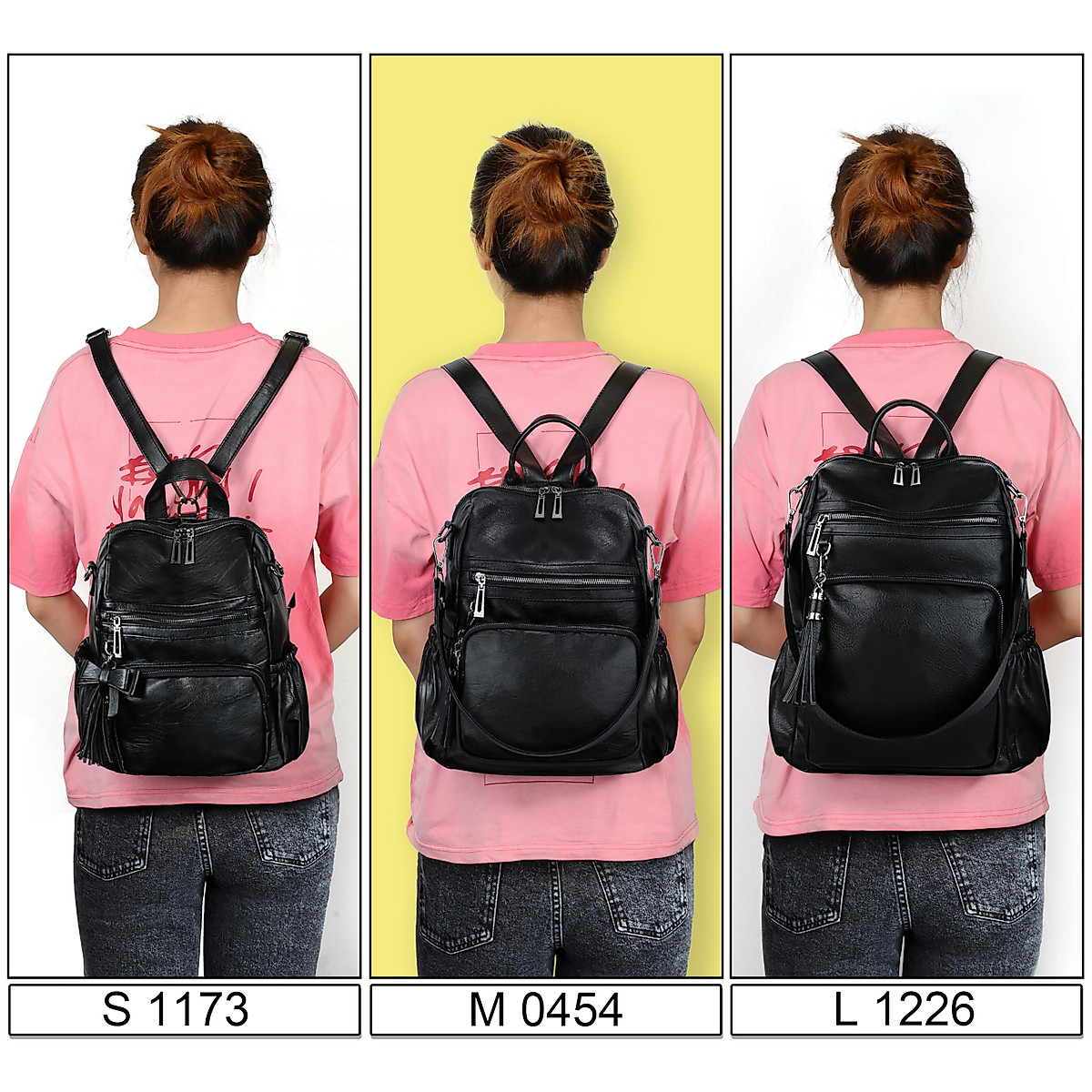 UTO Women Backpack Purse Leather Vegan Ladies Fashion Designer Rucksack Convertible Travel Shoulder Bag with Tassel