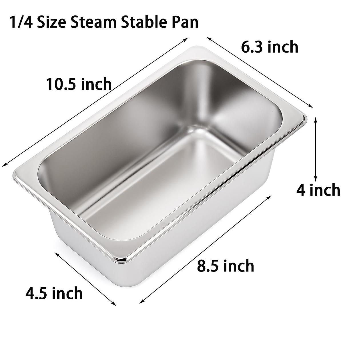 TOPZEA 4 Pack Hotel Pans, 1/4 Size 4" Deep Stainless Steel Steam Table Serving Pan, Buffet Dinner Catering Food Pans, Warmer Breading Tray Batter Pan for Restaurant Salad Bar Party Supplies