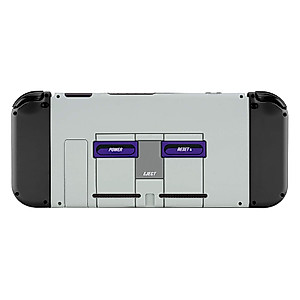 eXtremeRate Soft Touch Grip Classics SNES Style Console Back Plate DIY Replacement Housing Shell Case for Nintendo Switch Console with Kickstand – JoyCon Shell NOT Included