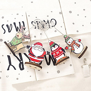 PRETYZOOM 12pcs Christmas Place Card Holder Wire Santa Snowman Photo Stands Table Number Cards Memo Note Clips for Holiday Party Decorations