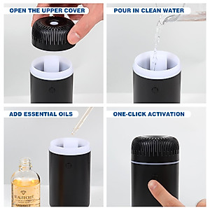 Generic Car Diffuser Humidifier Aromatherapy Essential Oil Diffuser USB Mist Mini Portable Diffuser for Car Home Office Bedroom, 100ML, Black