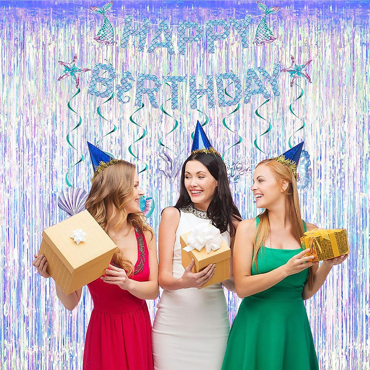 Fecedy 2pcs 3ft x 8.3ft Rose Gold Metallic Tinsel Foil Fringe Curtains Photo Booth Props for Birthday Wedding Engagement Bridal Shower Baby Shower Bachelorette Holiday Celebration Party Decorations