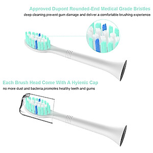WEQNNM Replacement Toothbrush Heads Compatible with Philips Sonicare:10 Pack Professional Electric Brush Heads for 4100 6100 &More Snap-on Handles