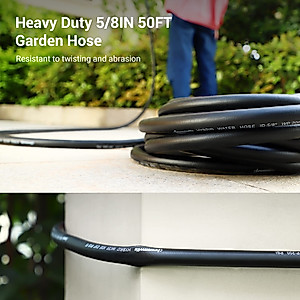 DEWENWILS Garden Hose 50 ft x 5/8", Water Hose with SwivelGrip, Heavy Duty, Lightweight, Flexible Hose for Plants, Car, Yard, 3/4 Inch Solid Fittings, Drinking Water Safe