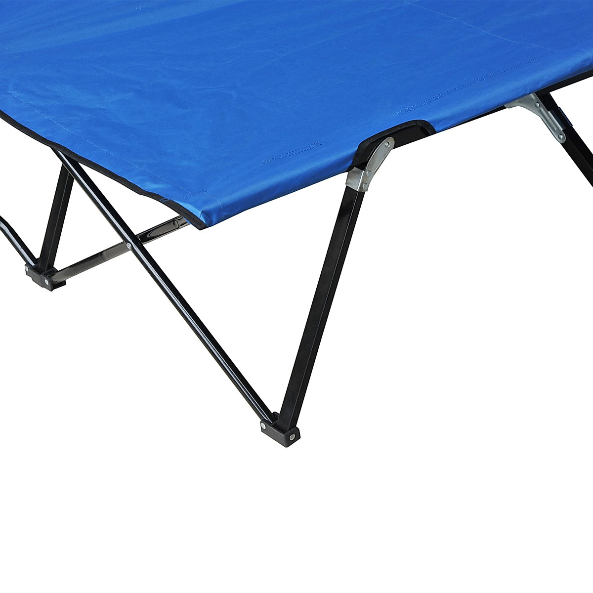 Outsunny 2 Person Folding Camping Cot for Adults, 50" Extra Wide Outdoor Portable Sleeping Cot with Carry Bag, Elevated Camping Bed, Beach Hiking, Blue