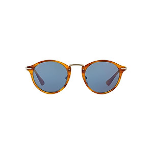 Persol PO3166S Round Sunglasses, Striped Brown/Light Blue, 51 mm