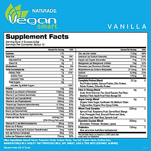 Vegansmart Naturade Plant Based Vegan Protein Powder - All-in-One Nutritional Shake Protein Blend - Gluten Free & Non-GMO - Vanilla - 2 Pack (30 Servings)