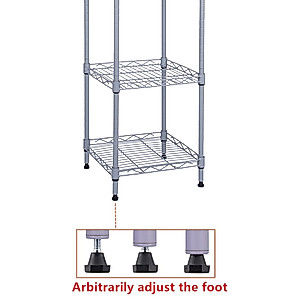 GIOTORENT 5 Tier Standing Shelving Metal Units, Adjustable Height Wire Shelf Display Rack for Laundry Bathroom Kitchen 11.8 W x 11.8 D x 50 H (5-Tier, Gray)