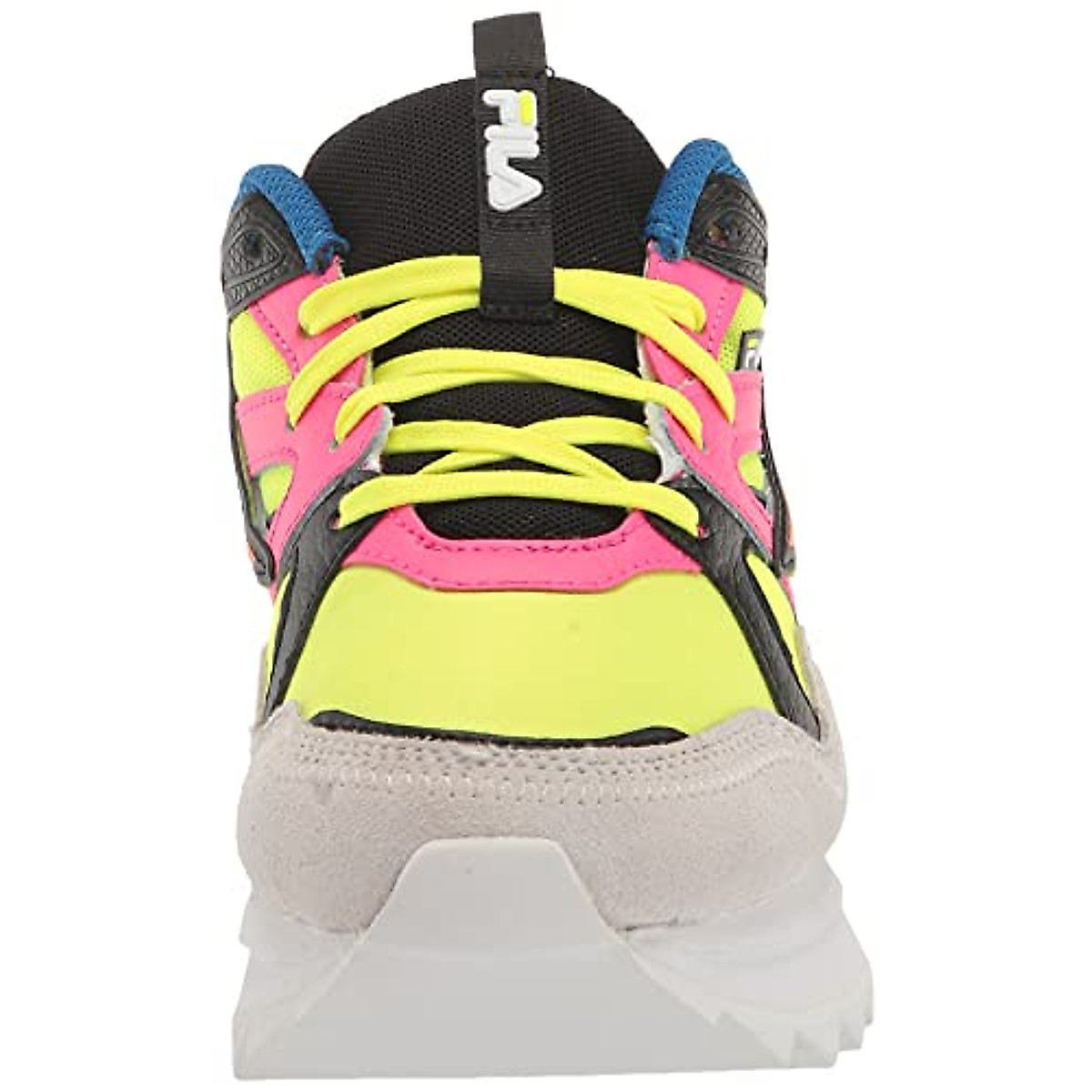 FILA Women's Sandenal Orbit Sneaker, Safety Yellow/Knockout Pink/Electric Blue, 5.5