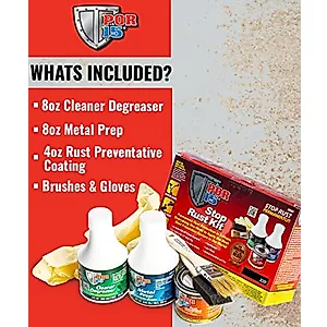 POR-15 Stop Rust Kit, Non-Porous Coating Seals and Protects Metal from Rust and Corrosion, Gloss Black