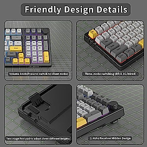 NACODEX AK992 99 Key Hot Swappable RGB Gasket Mount Keyboard | 4000mAh Bluetooth /2.4G /Wired PC Gaming Custom Keyboard with Volume Knob | OEM PBT Keycaps(Starry Night)