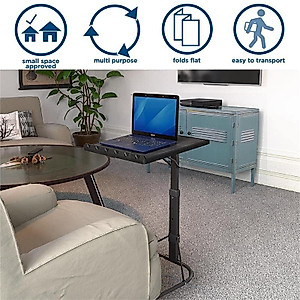 COSCO Multi-Functional Personal Activity Table, Adjustable Height, Portable Workspace, for Snacking & Homework, Compact Fold, Space Saving, Black
