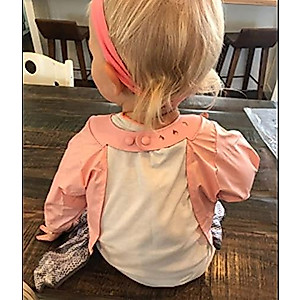 KidDazzle PRECIOUS PEARLS SLEEVED KIDCOVER - Pink Baby Girl Silicone Smock Bib, Adjustable Size, Waterproof & Stain Resistant, Infants & Toddlers 6 months +