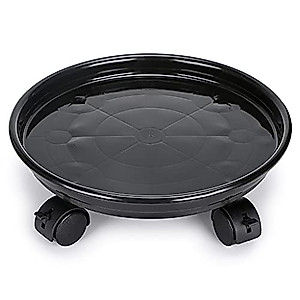 Skelang 4-Pack Plant Caddy 11.8 Inches, Plant Pallet with Brake Wheels, Plant Stand Roller for Indoor and Outdoor Heavy Duty Planter, Load Capacity 125 Lbs (Black)