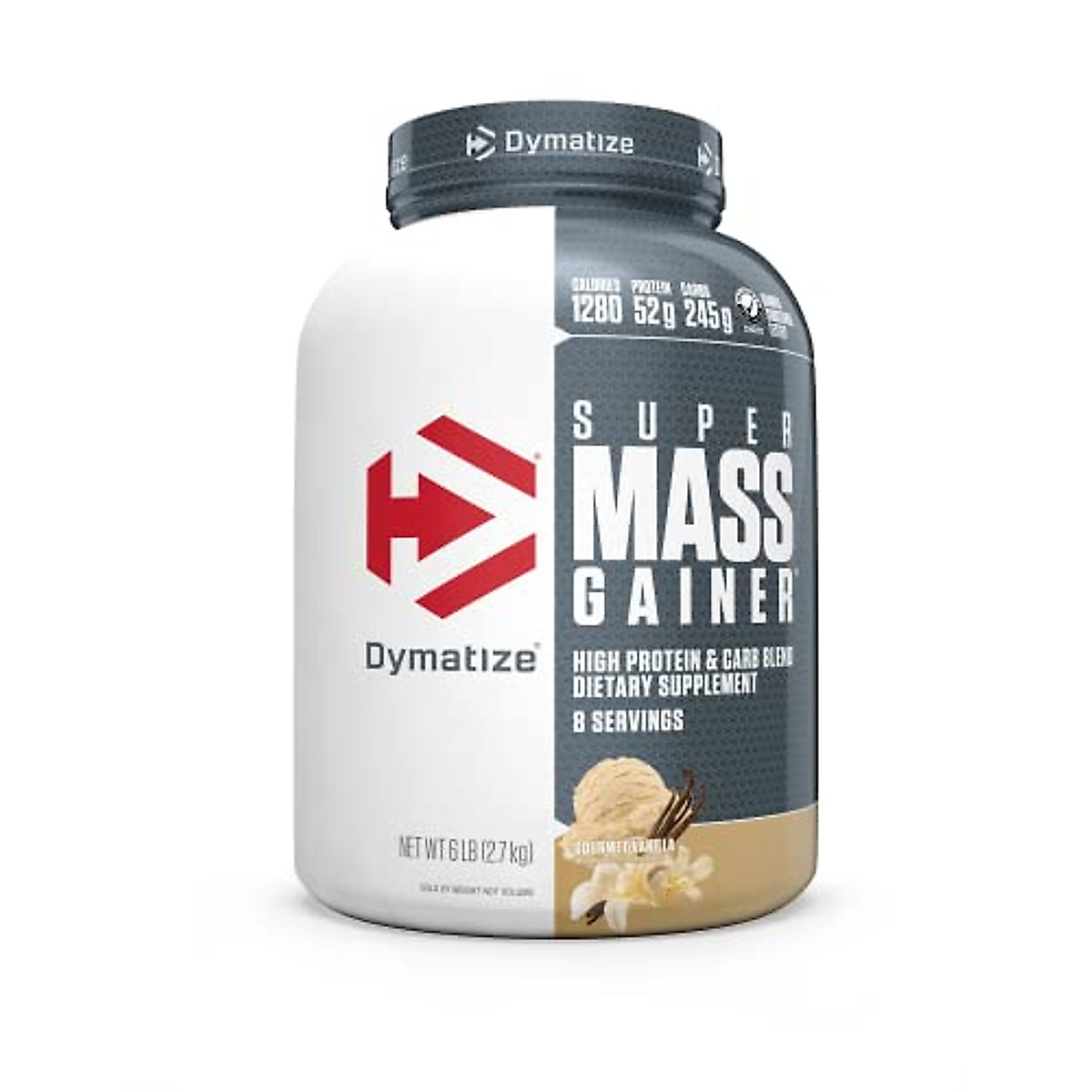 Dymatize Super Mass Gainer Protein Powder, 1280 Calories & 52g Protein, Gain Strength & Size Quickly, 10.7g BCAAs, Mixes Easily, Tastes Delicious, Gourmet Vanilla, 6 Pound (Pack of 1)