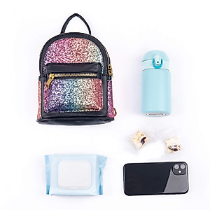 SEALINF Women Girl Bling Mini Backpack Convertible Shoulder Cross Bags Purse (black-2)