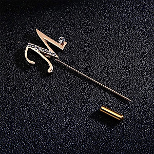 A to Z Initial 26 English Letters Brooch Pin, AILUOR Silver Plated Metal Clear AAA+ Crystal Suit Lapel Pin Brooches Collar Custom Monogram Letter Pins Jewelry Unisex (M)