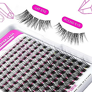 Lash Clusters 144pcs CAELYMINE DIY Lash Extension for Beginners, D Curl Cluster Lashes Soft Lash Extension Clusters 3D Cosplay Eyelash Cluster Extensions Reusable(CDD01)