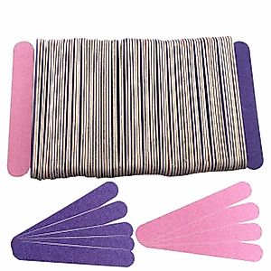 TIHOOD Disposable Nail Files Double Sided Emery Boards Manicure Pedicure Tools - Home or Professional Boards Manicure Tool (100PCS)