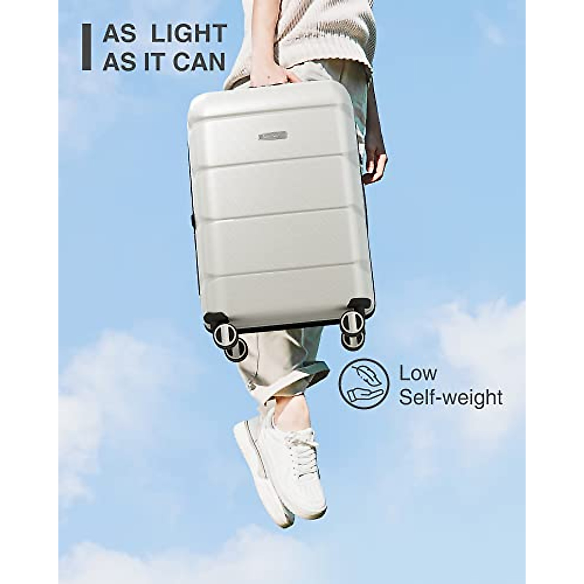 LUGGEX White Luggage Sets 3 Piece - Expandable Carry on Luggage Set with Spinner Wheels - Lightweight Versatile Shopping and Sightseeing.(White Suitcase)