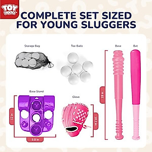 TOY Life Tball Set for Kids 3-5 T Ball Set Baseball Tee Toddler Girls T Ball Sets for Kids 5-8 Tball Bat Tee Ball Sets for Kids 3-5 Tball Set for Toddlers Outdoor Toddler Toys 6 T-Balls Glove
