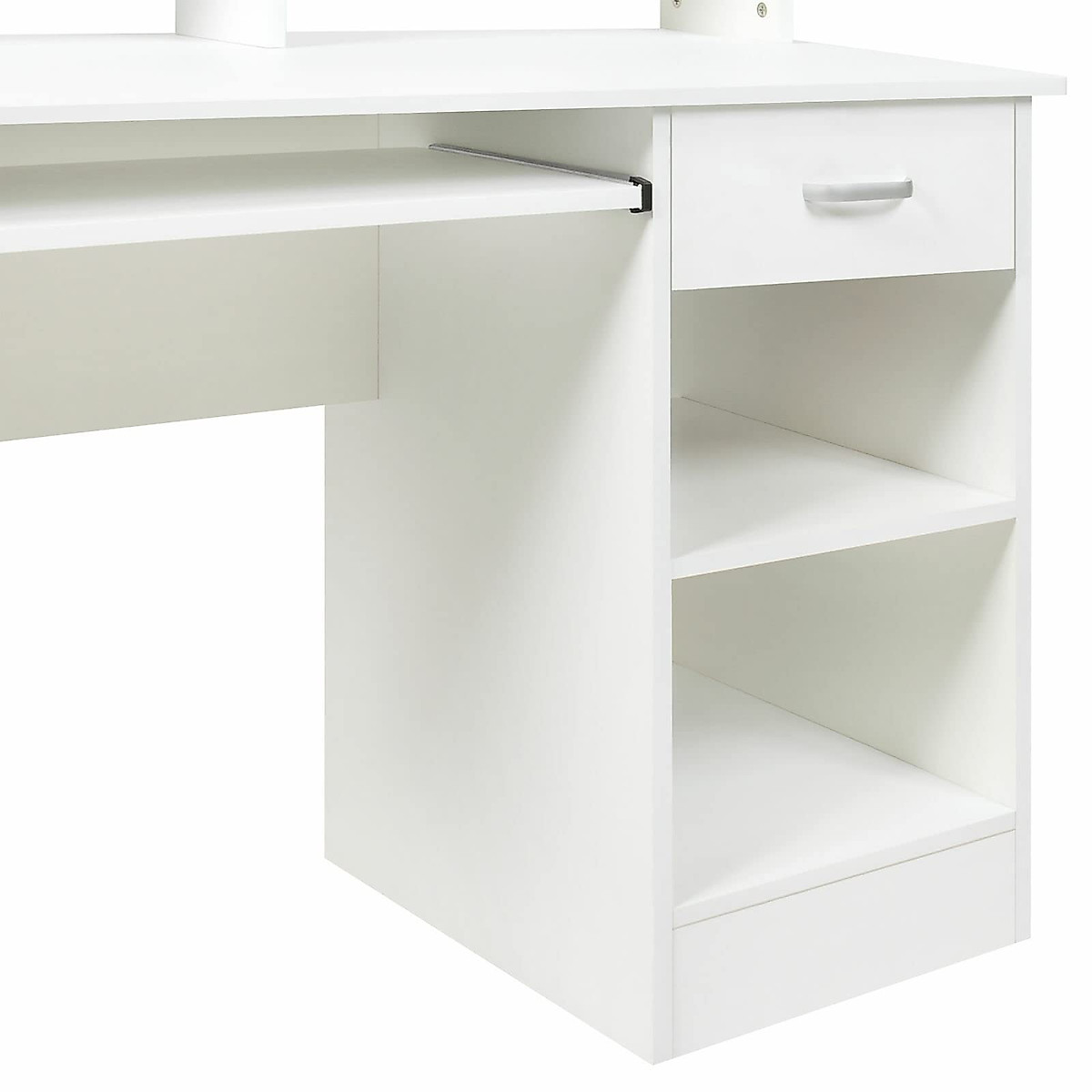 Computer Desk Student Desk Home Office Writing Table with Drawer Shelves, White