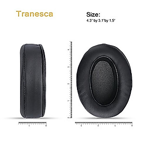 Tranesca Leather Replacement earpad/Ear Cushion/Ear Cover for Big OVEREAR Headphones (Fits a Great Variety of Headphones) - Black