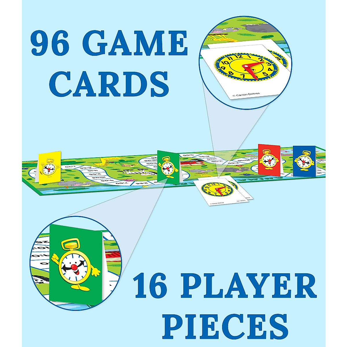 Carson Dellosa What Time Is It? Judy Clock Teaching Time Board Game, 4 Educational Games for Telling Time, Kindergarten and Elementary Board Games for Kids Ages 5+