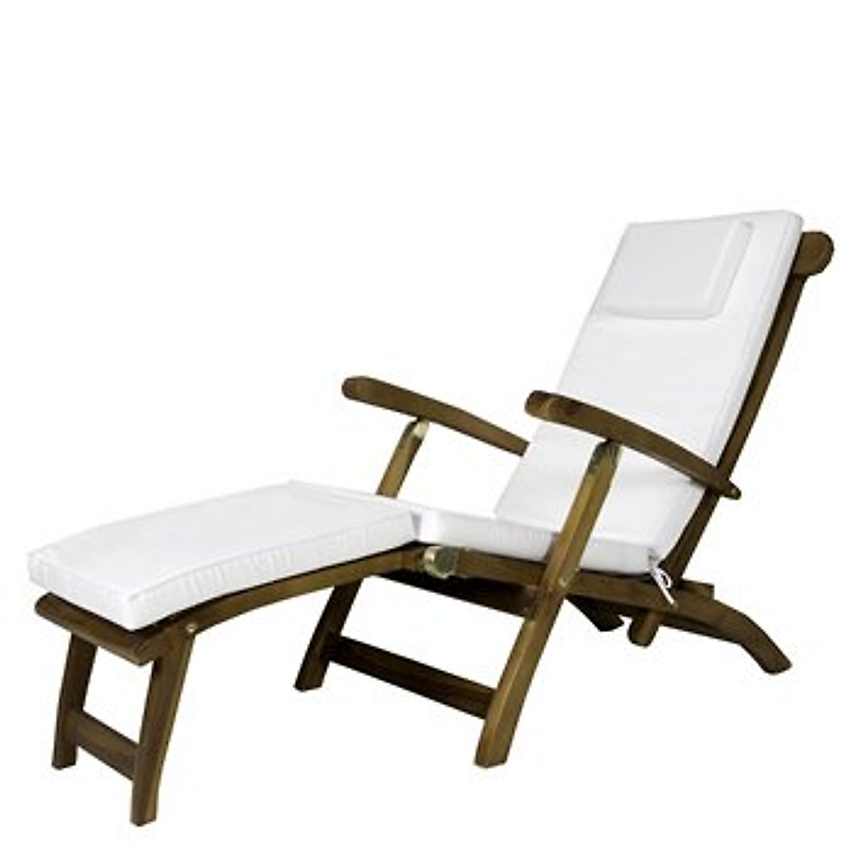 All Things Cedar TF53 Teak Steamer Chair | Foldable Outdoor Chaise Lounge Chair | Durable Patio Furniture | 5 Reclining Options | Easy Storage | No Cushions (24x70x37)