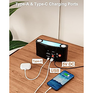 Mesqool Digital Alarm Clock with Bed Shaker & RGB LED Display - Loud for Heavy Sleepers, 7-Color Night Light & Dimmer, Easy Set for Kids, Teens, Elders & Hearing Impaired