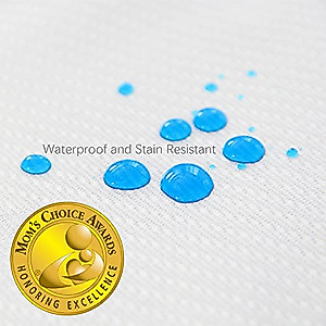 Waterproof Pack and Play Mattress Topper with 2 Pack Portable Carry Bag for Trifold Mattress to Travel, Gray